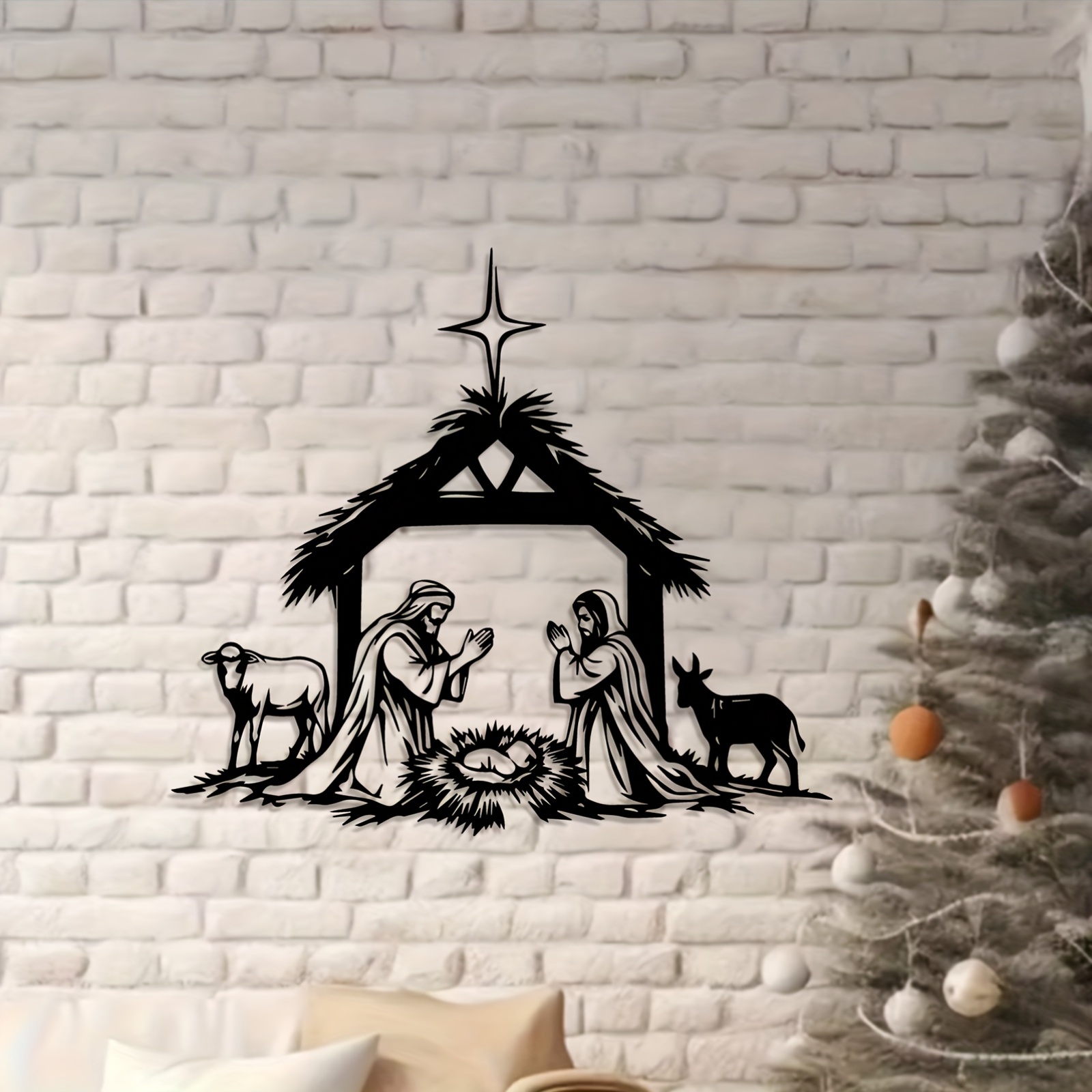 HELLOYOUNG Nativity Scene Metal Wall Art Iron Wall Sculptures Ideal for ...