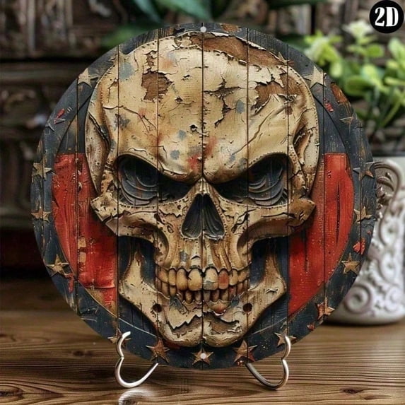 HELLOYOUNG Patriotic Tin Sign 8x8 USA Flag Metal Wall Art for Man Cave ...