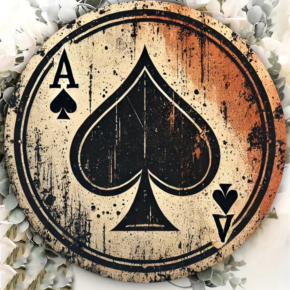 HELLOYOUNG Poker Retro Round Metal Sign 7.87 Inch Vintage Foil ...