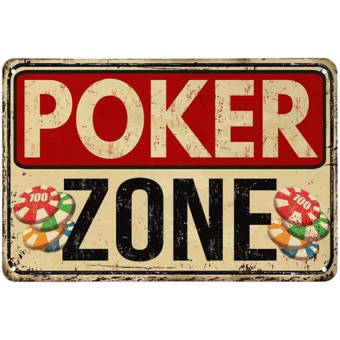 HELLOYOUNG Poker Zone Aluminum Sign, Vintage Metal Aluminum Signs for ...