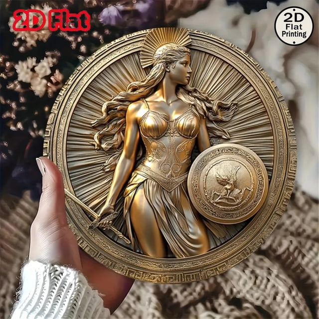 HELLOYOUNG Round Aluminum Sign - Greek Goddess Athena with Sword ...