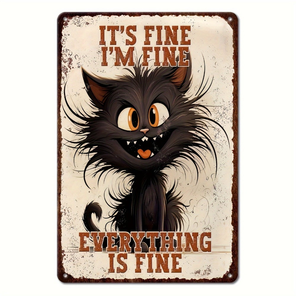 HELLOYOUNG Satirical Cat Metal Wall Sign, 12x8 Inch Vintage Wrought ...