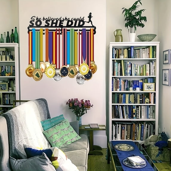 HELLOYOUNG Sports Medal Display Stand, Modern Trophy Showcase Wall ...