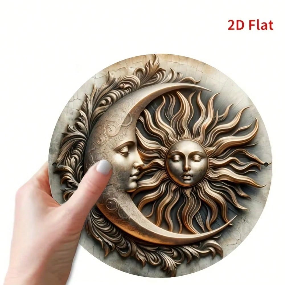 HELLOYOUNG Sun Moon Aluminum Wall Art 3D Relief Celestial Night Sky ...