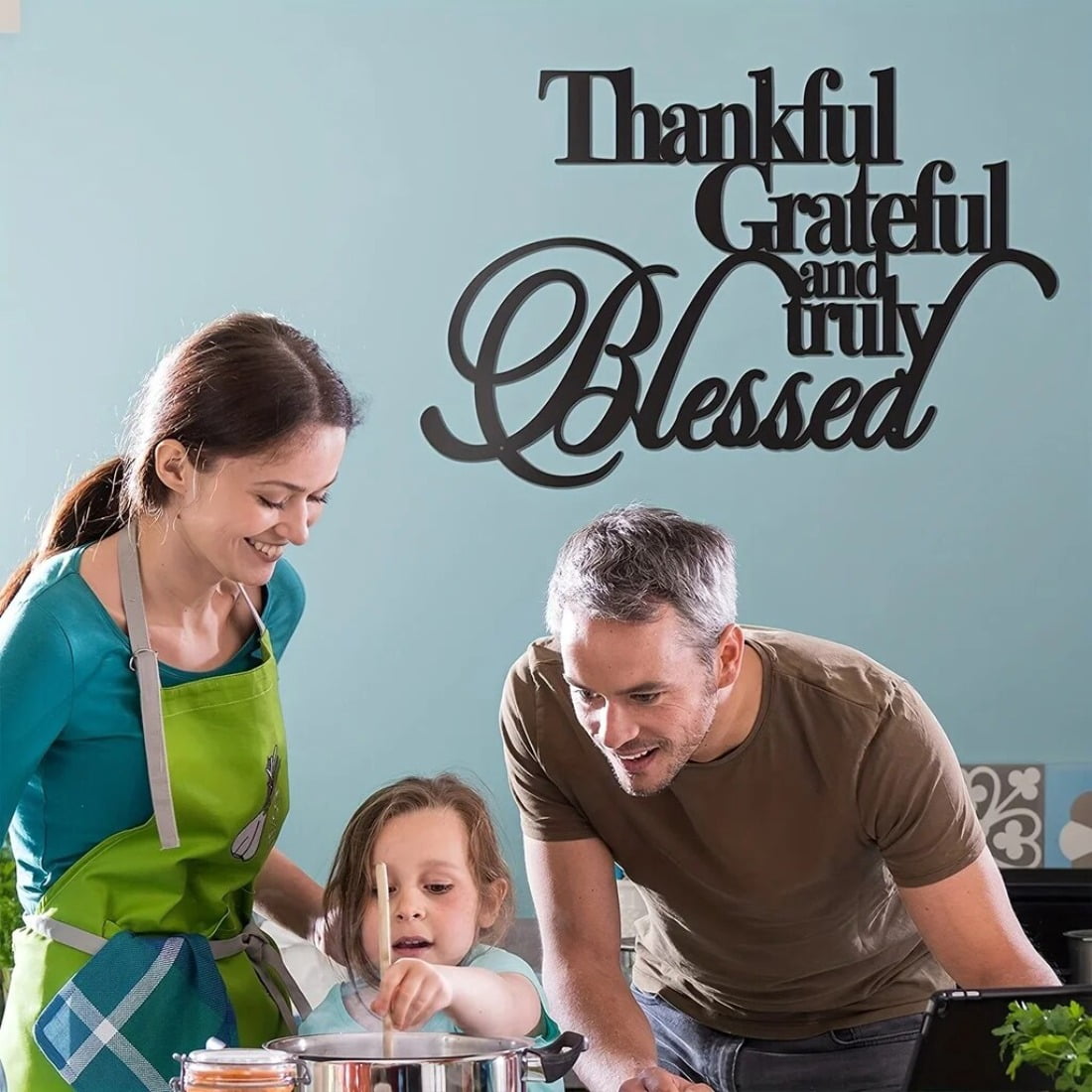 HELLOYOUNG Thankful Grateful Blessed Metal Sign Wall Art Rustic Iron ...