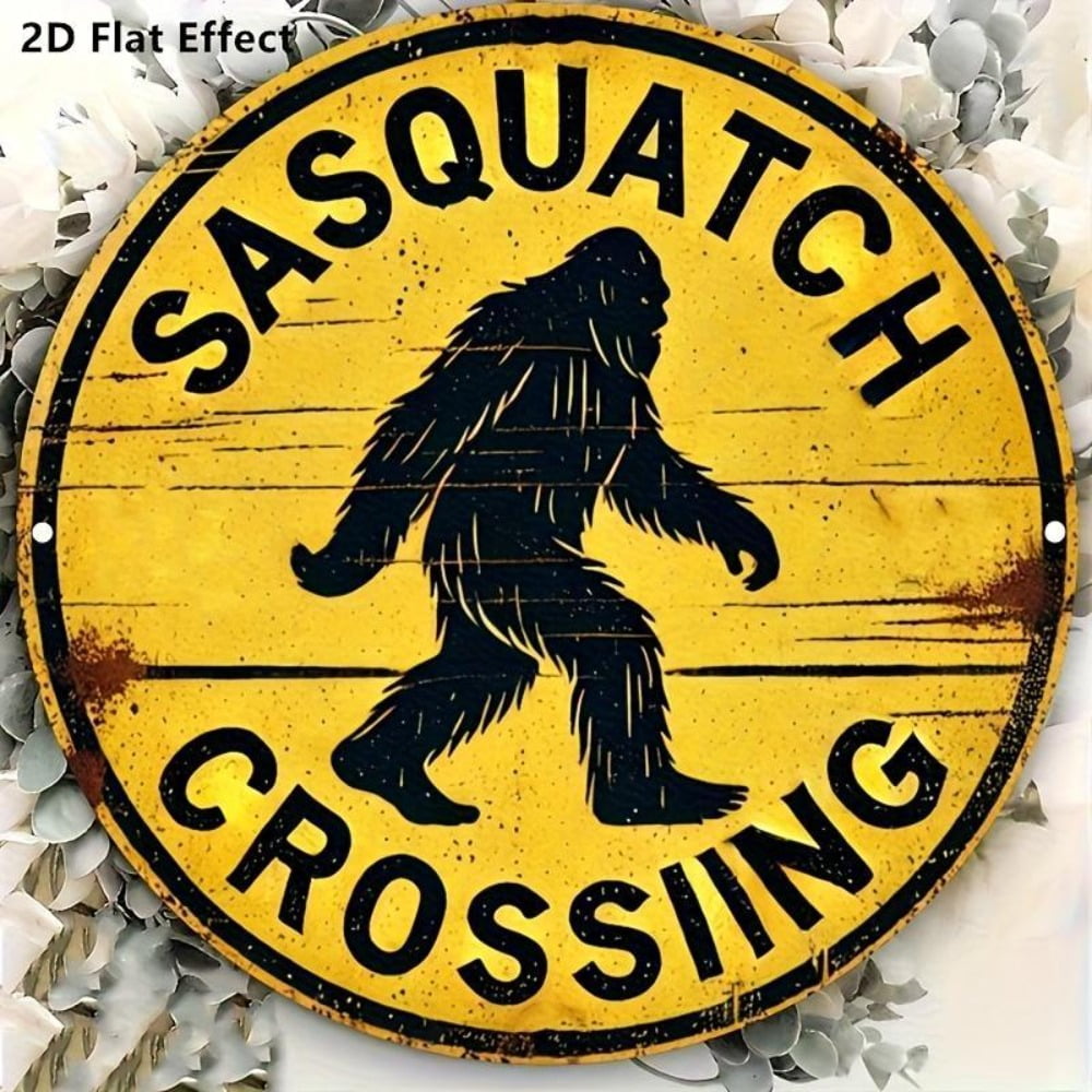 HELLOYOUNG Vintage Bigfoot Crossing Iron Sign 20cm Round Farmhouse ...