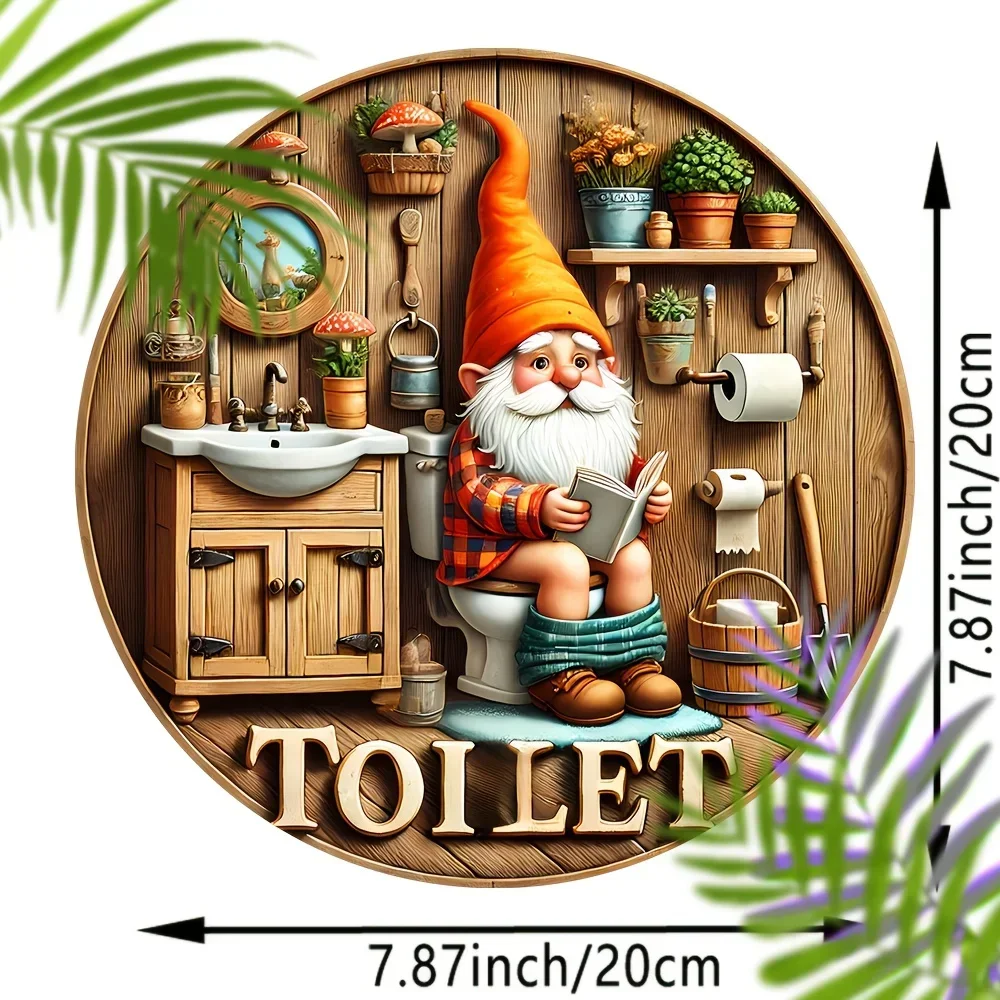 HELLOYOUNG "Vintage Dwarf Toilet Plaque 8 Inch - Hand-Painted Wooden ...