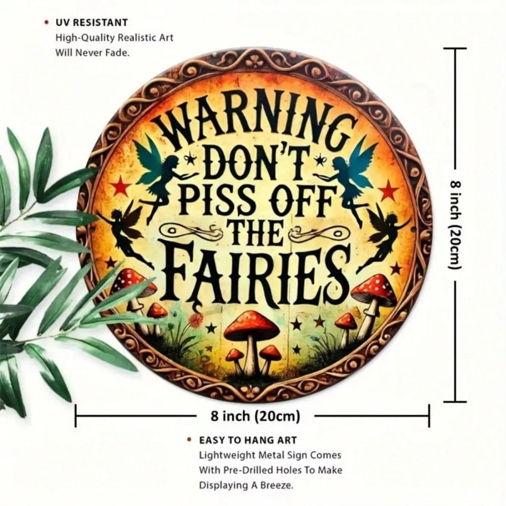 HELLOYOUNG Vintage Fairy Warning Sign Don't Piss Off The Fairies Wall ...