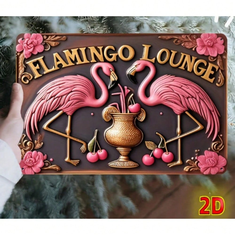 HELLOYOUNG Vintage Flamingo Lounge Metal Sign, Retro 2D Art Wall Decor ...