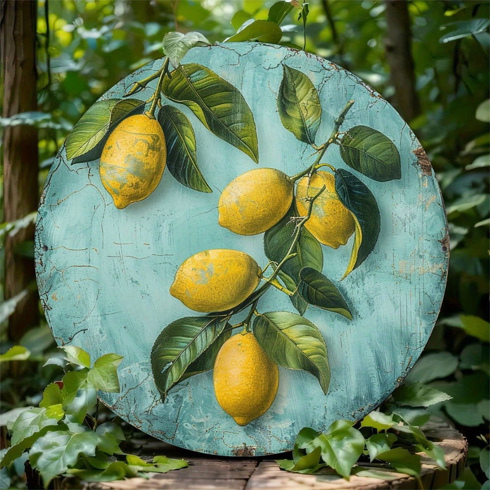 HELLOYOUNG Vintage Lemon Metal Wall Art - 8x8 Inch Aluminum Citrus ...