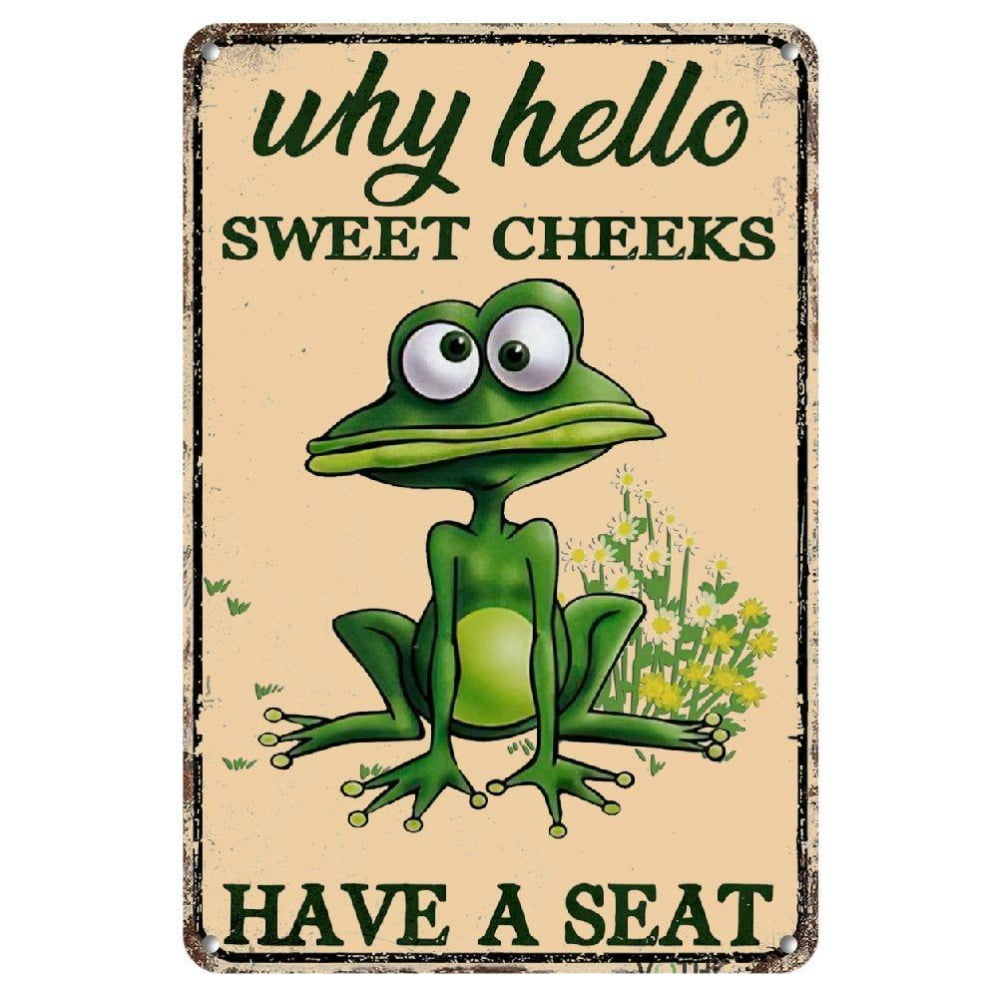 HELLOYOUNG Vintage Metal Frog Sign "Why Hello Sweet Cheeks Have A Seat ...
