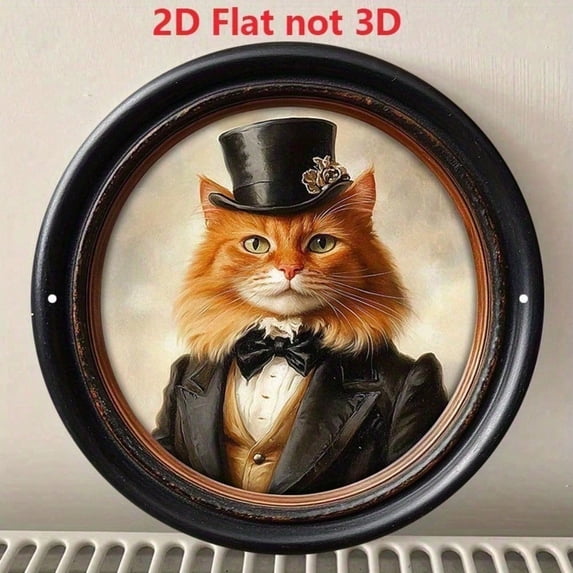 HELLOYOUNG Vintage Metal Sign 8x8 Inch Retro Wall Decor, Orange Cat Art ...