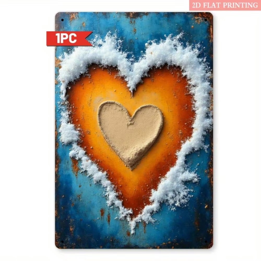 HELLOYOUNG Vintage Metal Wall Art 2D Heart Sign Rustic Tin Sign 8x12 ...