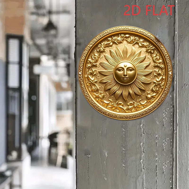 HELLOYOUNG Vintage Sun Flower Metal Wall Art Decor, 8 Inch Round Gold ...