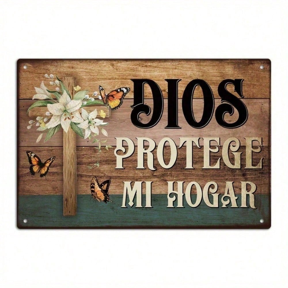 HELLOYOUNG Vintage Tin Sign "Dios Protege Mi Hogar" Spanish Metal Wall ...