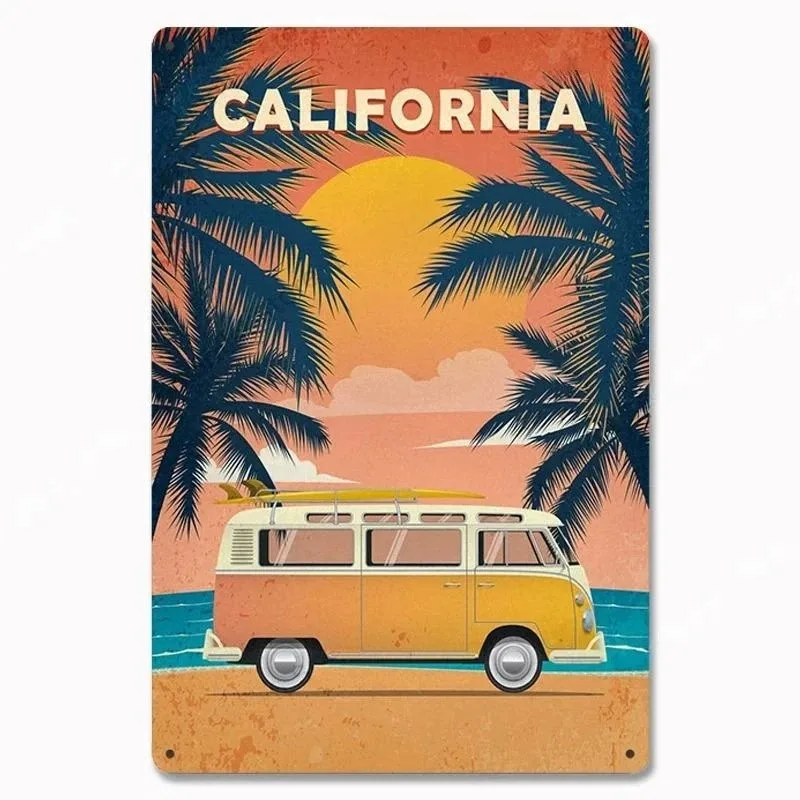 HELLOYOUNG Vintage Tin Signs Metal Wall Decor Hawaii Beach Surfing ...