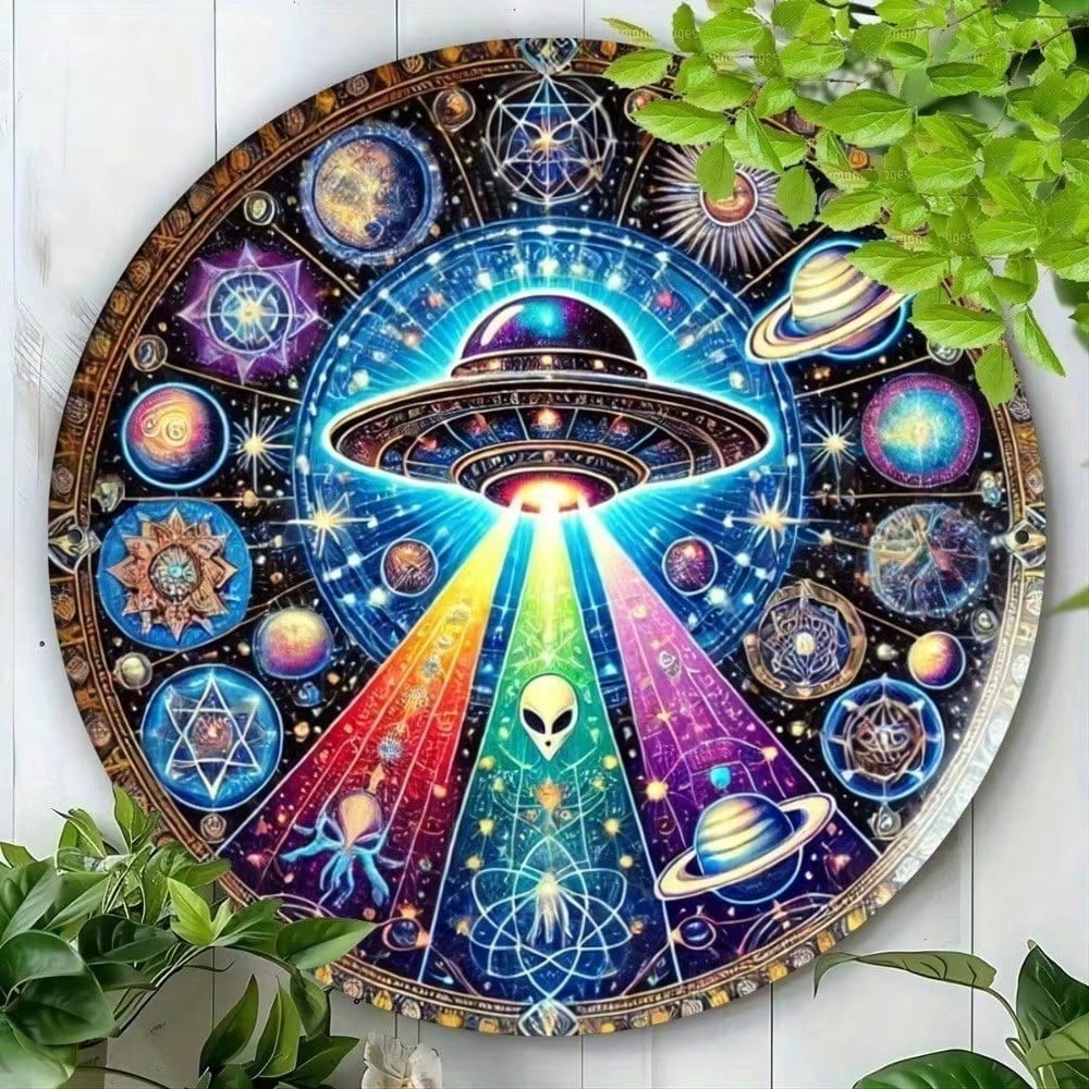 HELLOYOUNG Vintage UFO Alien Tin Sign Retro Metal Wall Decor for Home ...