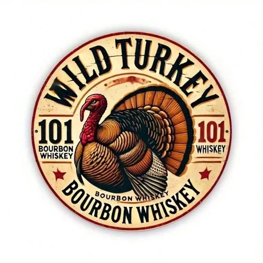 HELLOYOUNG Vintage Wild Turkey Tin Sign 8x8 Inch, Retro Metal Wall ...