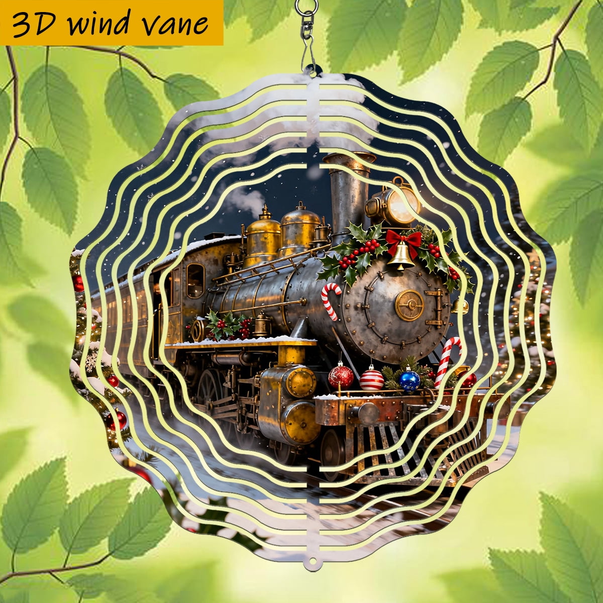 HELLOYOUNG Vintage Wind Chimes Decor, 3D Rotating Train Wind Vane ...