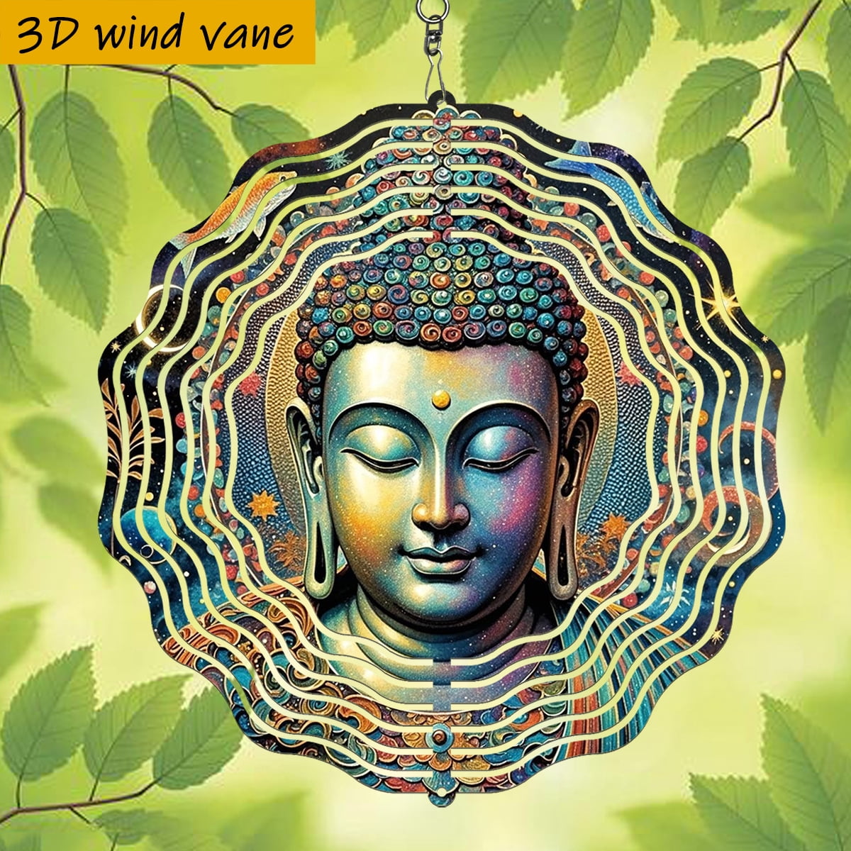 HELLOYOUNG Wind Chime Outdoor Decor, Cosmic Wind Spinner 10 Inch, 3D ...