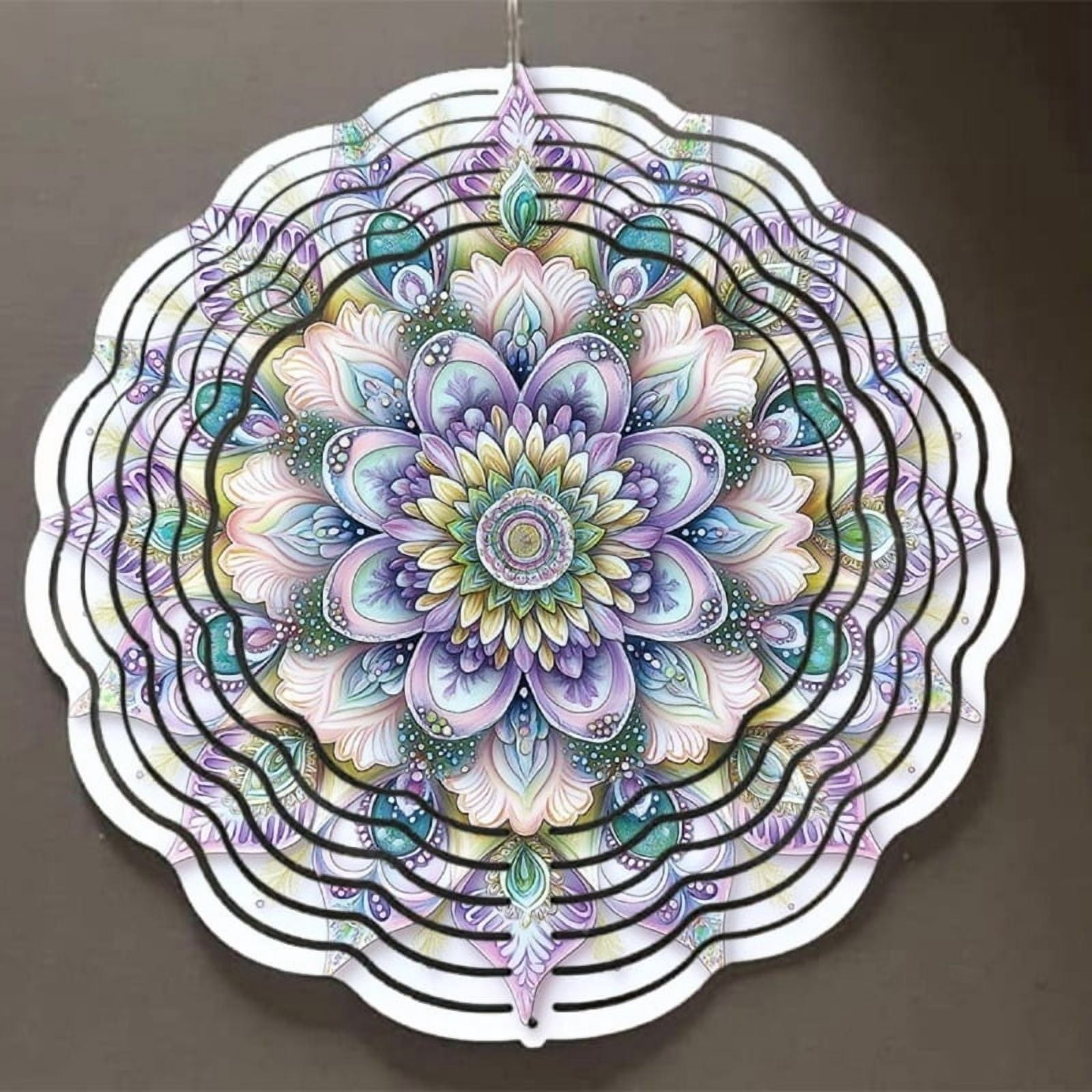 HELLOYOUNG Wind Chime Outdoor Decor, Spinning Mandala Pattern Wind ...