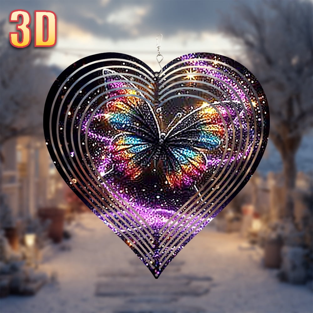 HELLOYOUNG Wind Chime Spinner 3D Colorful Butterfly Wind Chime with ...