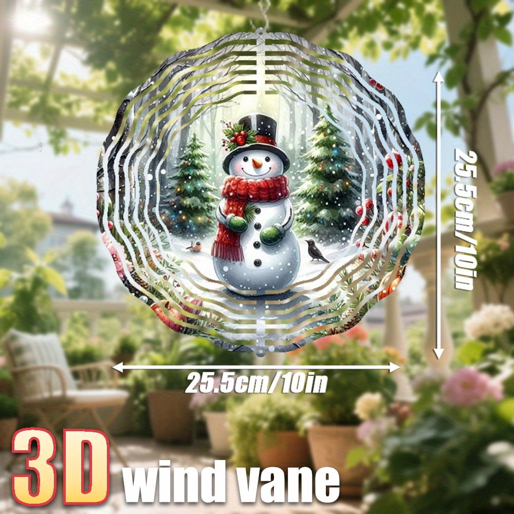HELLOYOUNG Wind Chimes Decor, 3D Snowman Wind Spinner, 10 Inch Iron ...