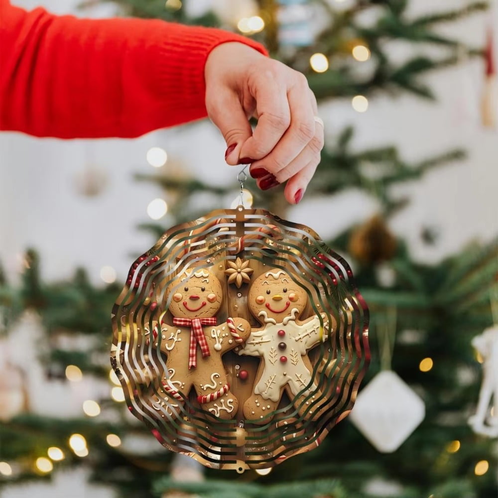 HELLOYOUNG Wind Chimes Gingerbread Man Wind Spinner, Christmas Metal ...