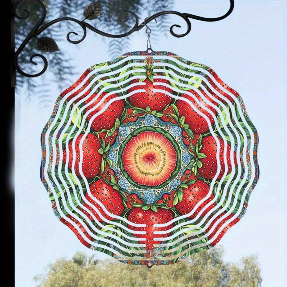HELLOYOUNG Wind Chimes Metal Outdoor Garden Decor, Vibrant Strawberry ...