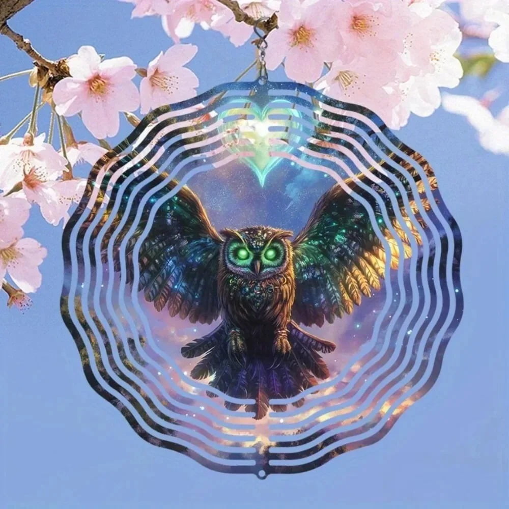 HELLOYOUNG Wind Chimes Metal Wind Spinner Glowing Green Eyes and Wings ...