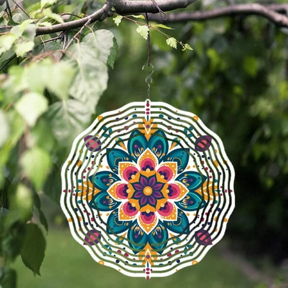 HELLOYOUNG Wind Chimes Outdoor, 10IN Mandala Wind Spinner, Metal Garden ...