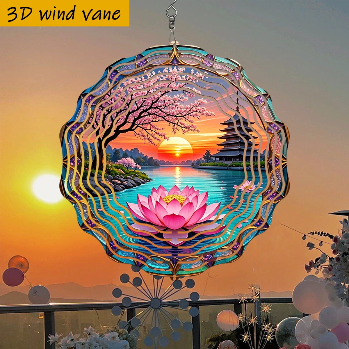 HELLOYOUNG Wind Chimes Outdoor, Lotus Lake Wind Spinner Garden Decor ...