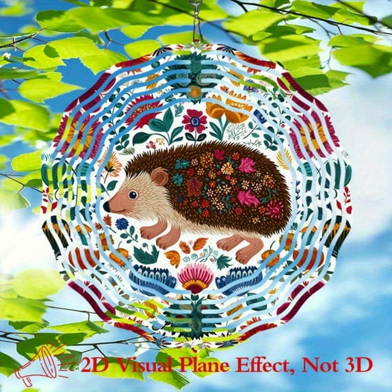 HELLOYOUNG Wind Chimes for Outside, 10" Floral Hedgehog Wind Spinner ...