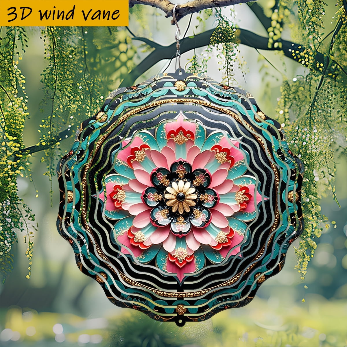 HELLOYOUNG Wind Spinner，10 Inch Rainbow Wind Vane，3D Multi Color Metal ...