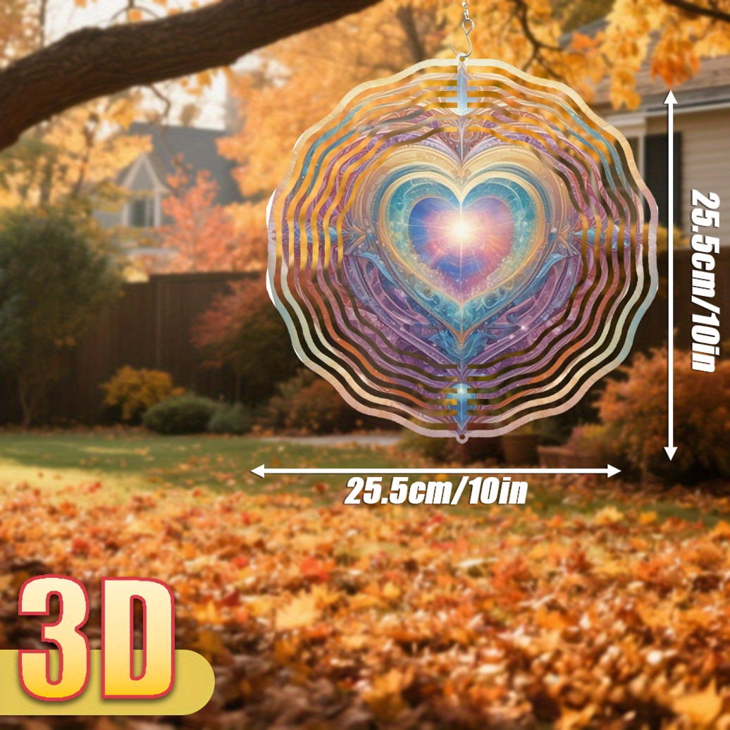 HELLOYOUNG Wind Spinner 3D Heart Wheel Art with Rotating Hook, 360 ...