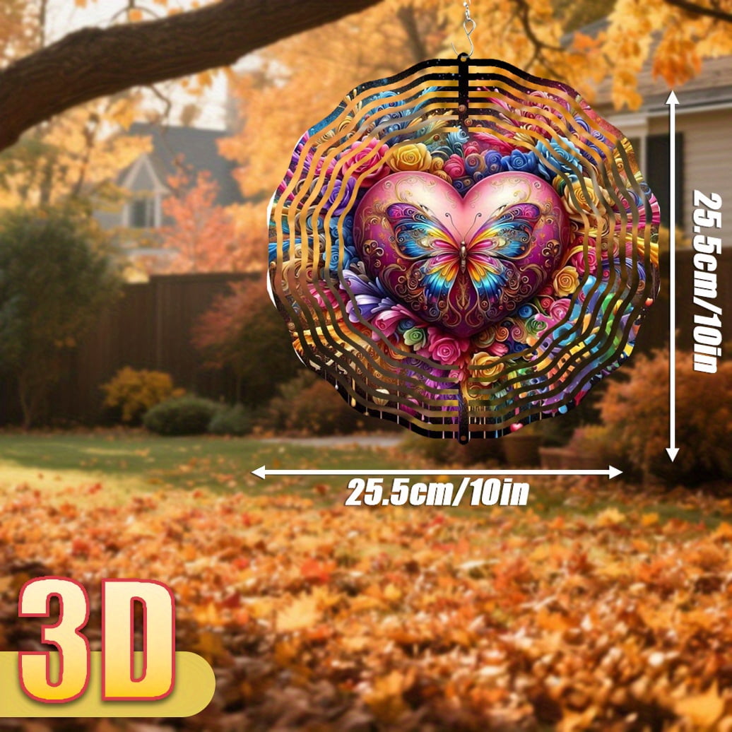 HELLOYOUNG Wind Spinner Outdoor Decor Large 10-inch Metal 3D Rotating ...