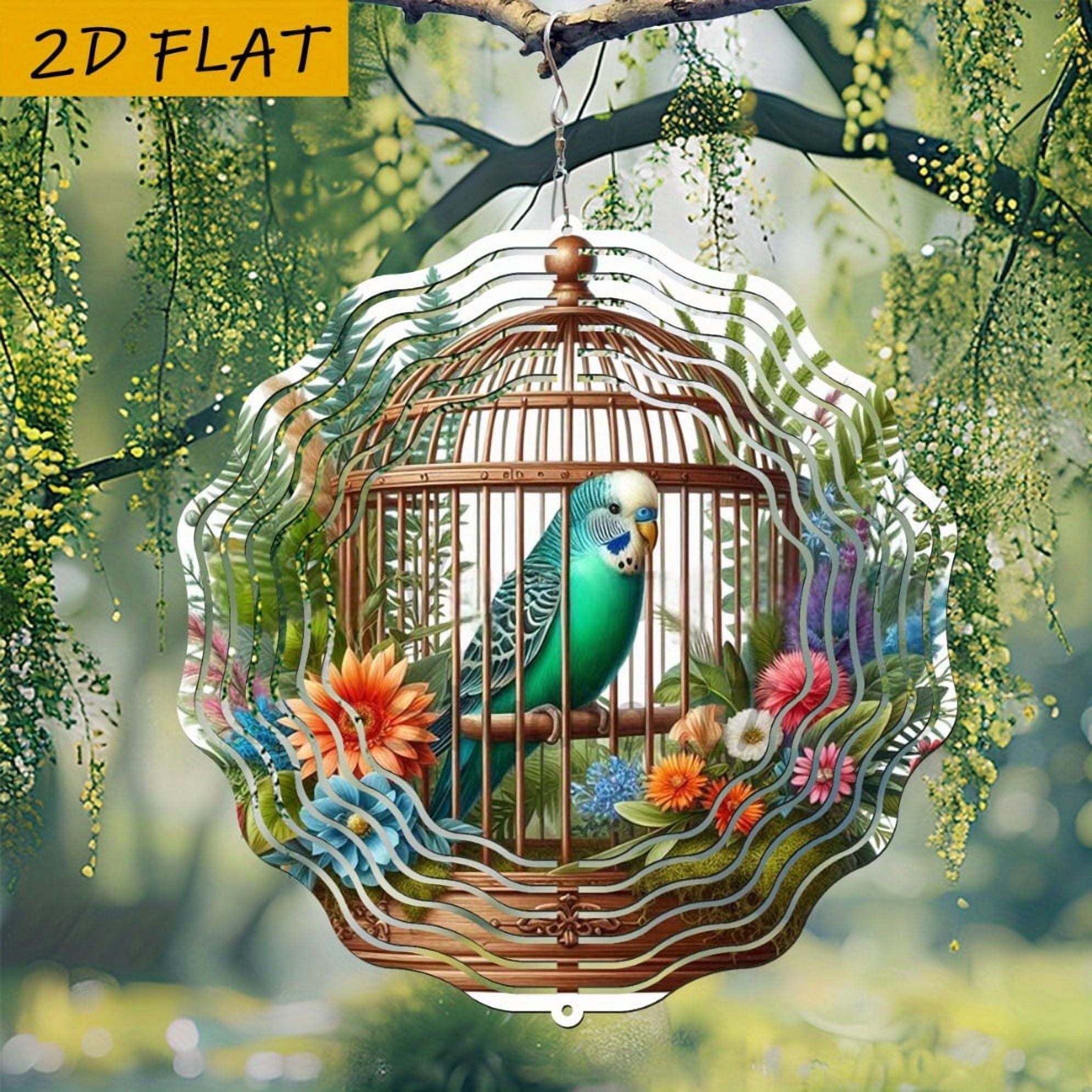 HELLOYOUNG Wind Spinners Outdoor，Vibrant Parrot Flower Cage Wind Chime ...
