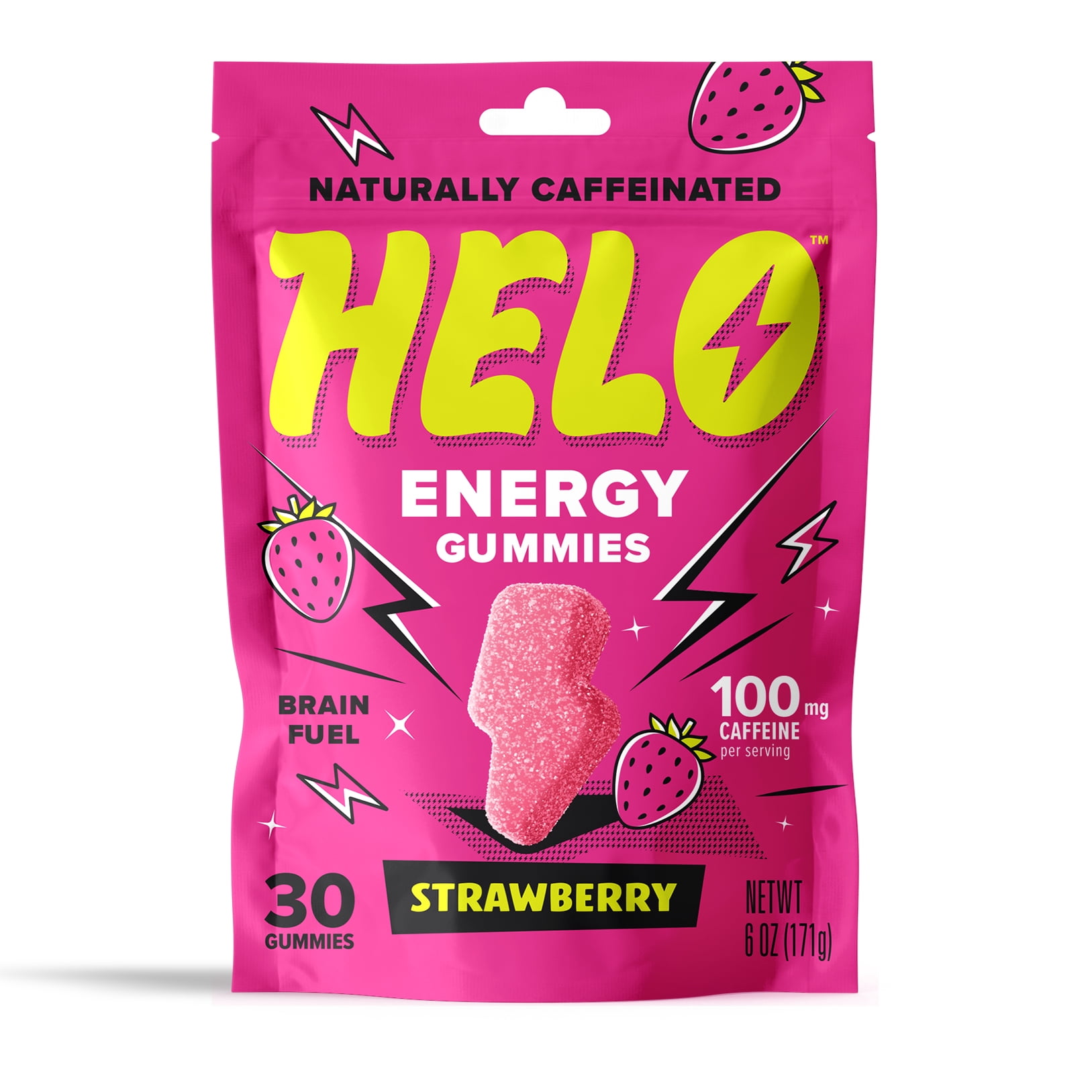 HELO Energy Gummies, Strawberry (30CT) - 50mg of Caffeine per Gummy ...