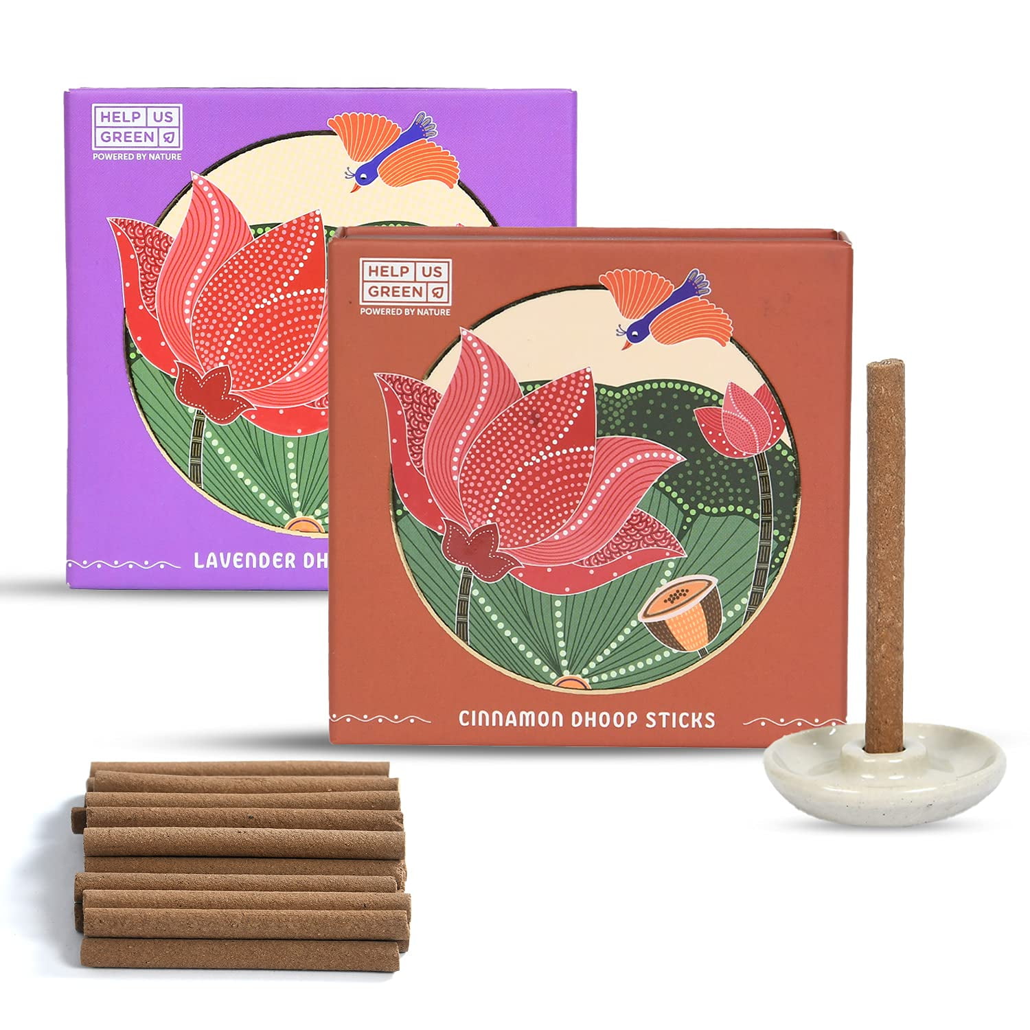 HELP US GREEN Fragrance Lavender and Cinnamon Flavour Dhoop Sticks for ...