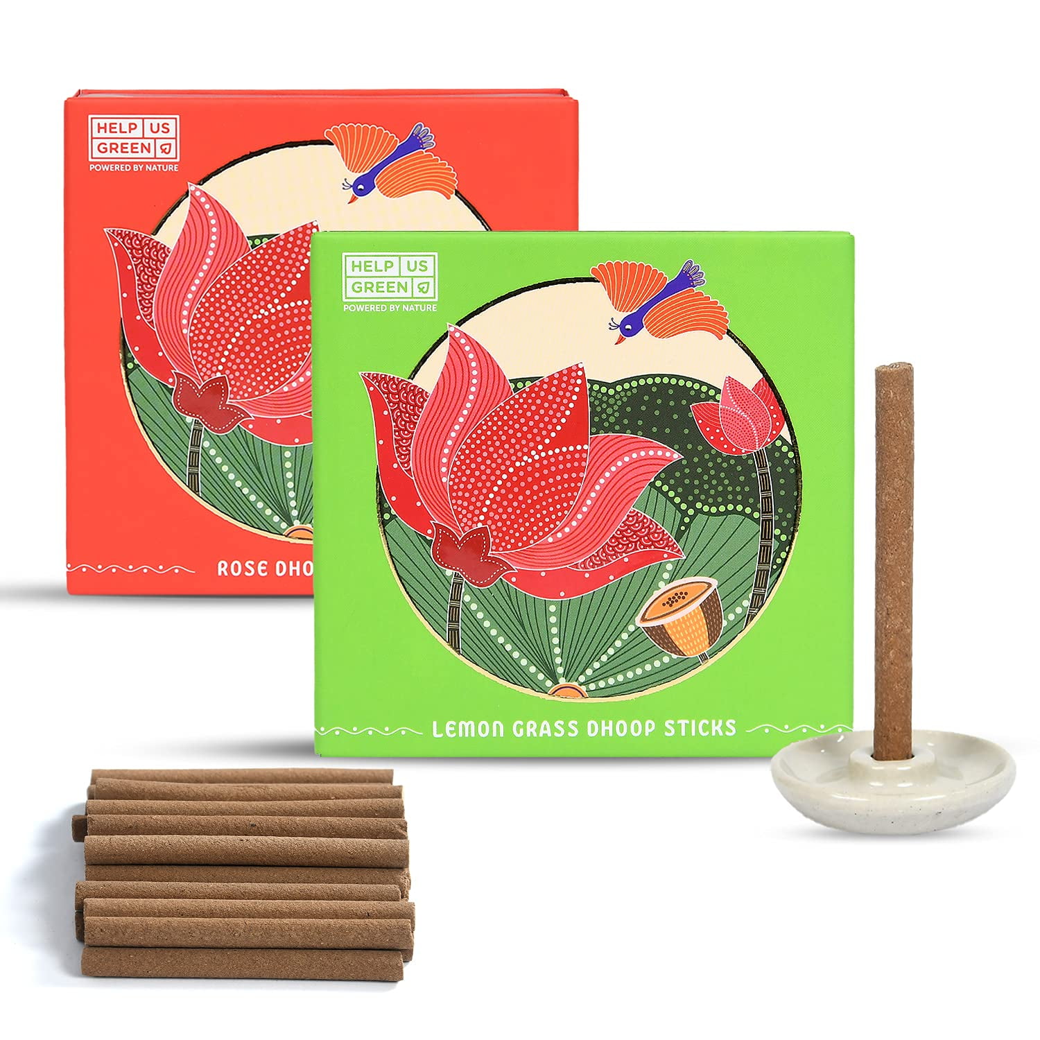 HELP US GREEN Fragrance Rose and Lemon Flavour Dhoop Sticks for Pooja ...