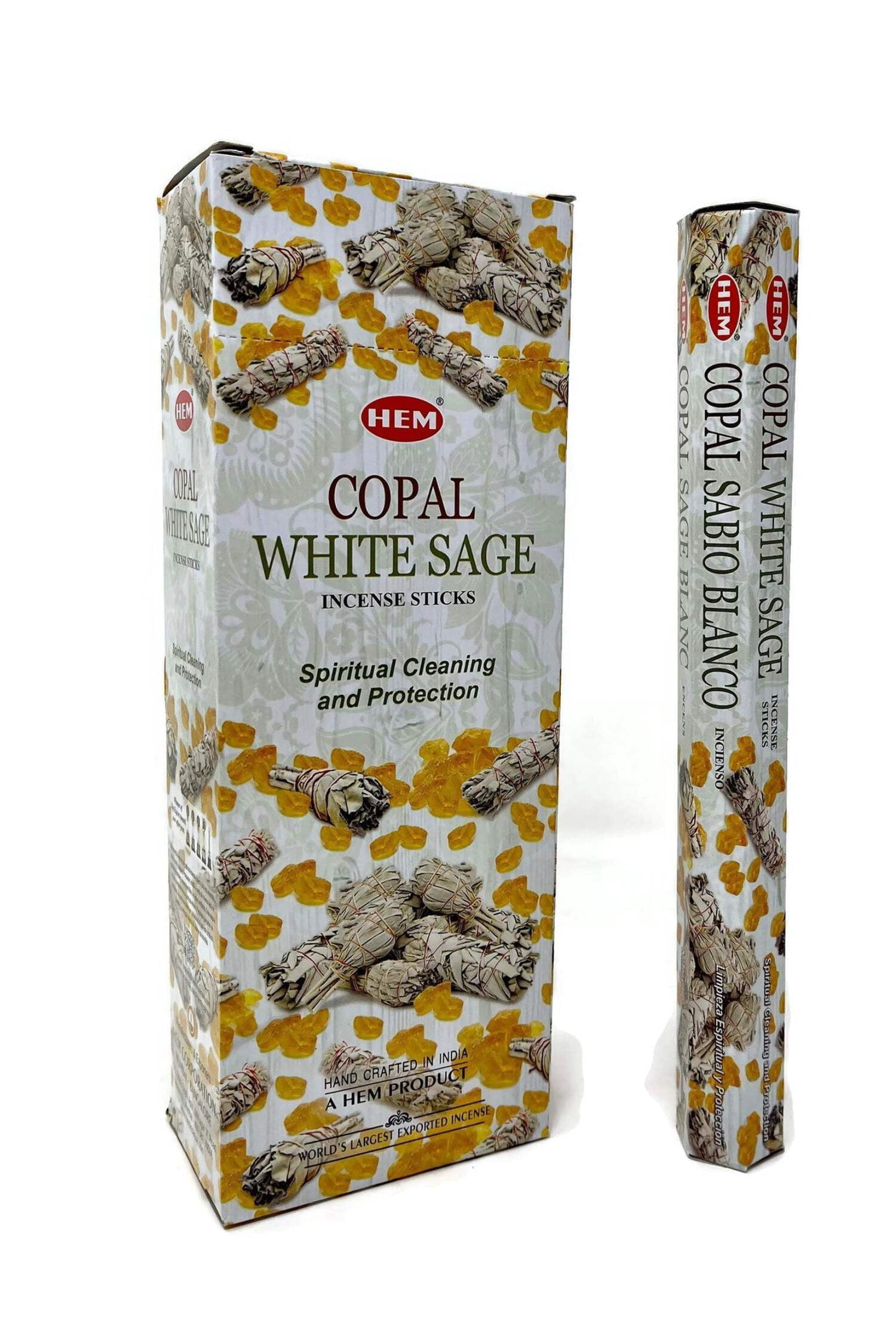 Hem Copal White Sage Incense Sticks - 120 Stick Bulk Box (6 Inner Tubes ...