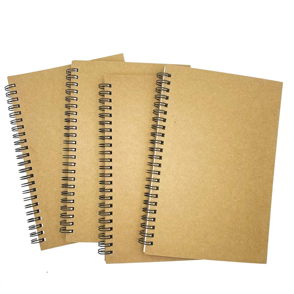 HEMALL Soft Cover Spiral Notebook Journal 4 Pack, Blank Sketchbook Pad ...