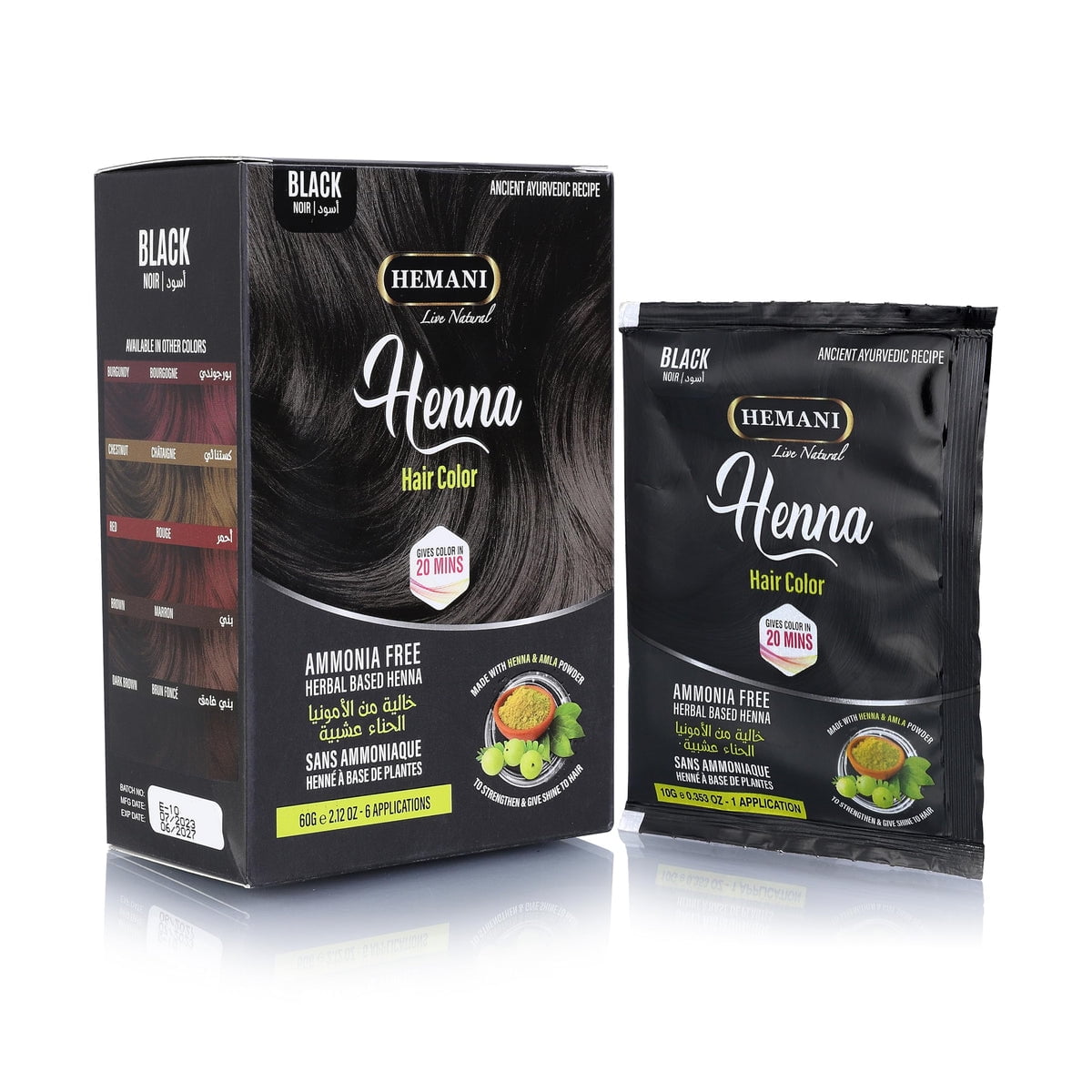 HEMANI Hair Henna Color 2.12 OZ (60g) 6 Applications, Colors in 20 ...