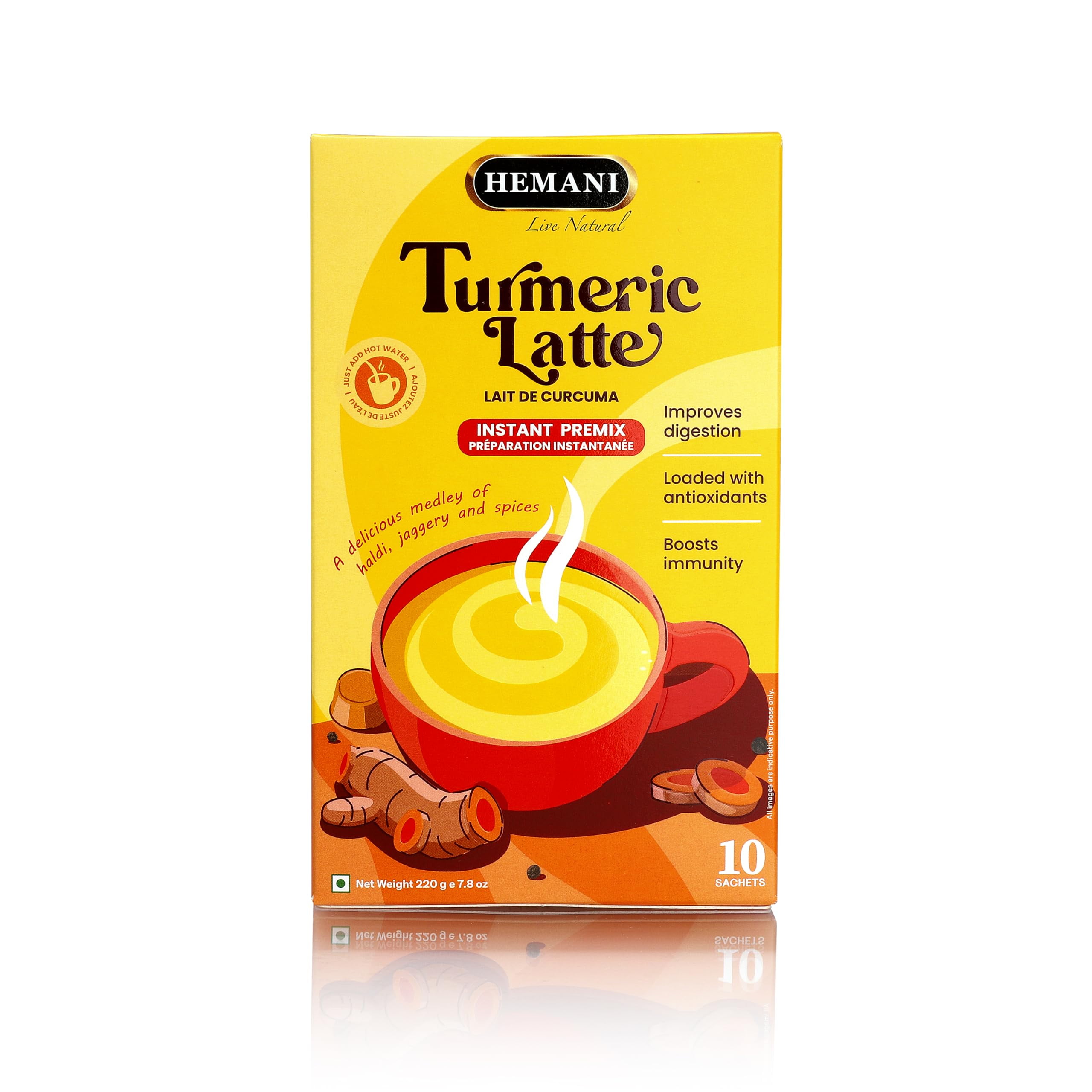 HEMANI Turmeric Latte Instant Premix 220g - 10 sachets in a box ...