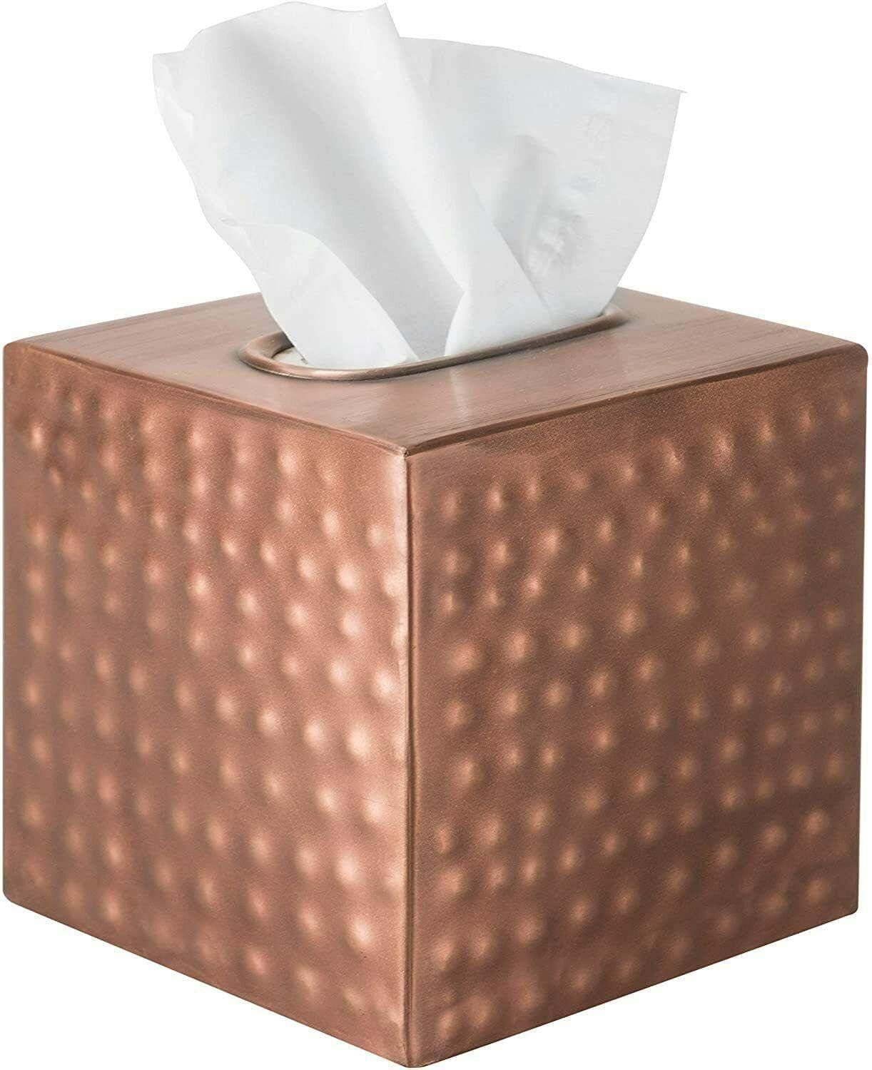 HEMDRE Metal Tissue Box Cover,Decorative Hand Hammered Tissue Box, Rust ...