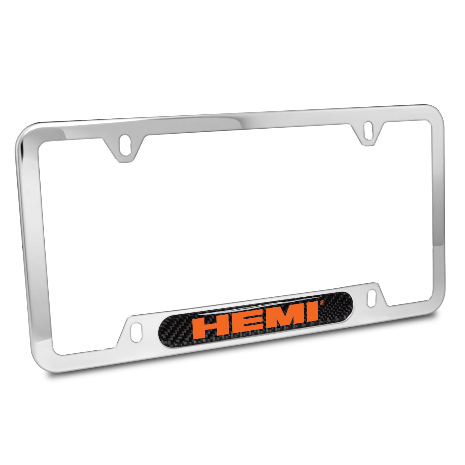 HEMI Logo Real Carbon Fiber Nameplate Chrome Stainless Steel License ...