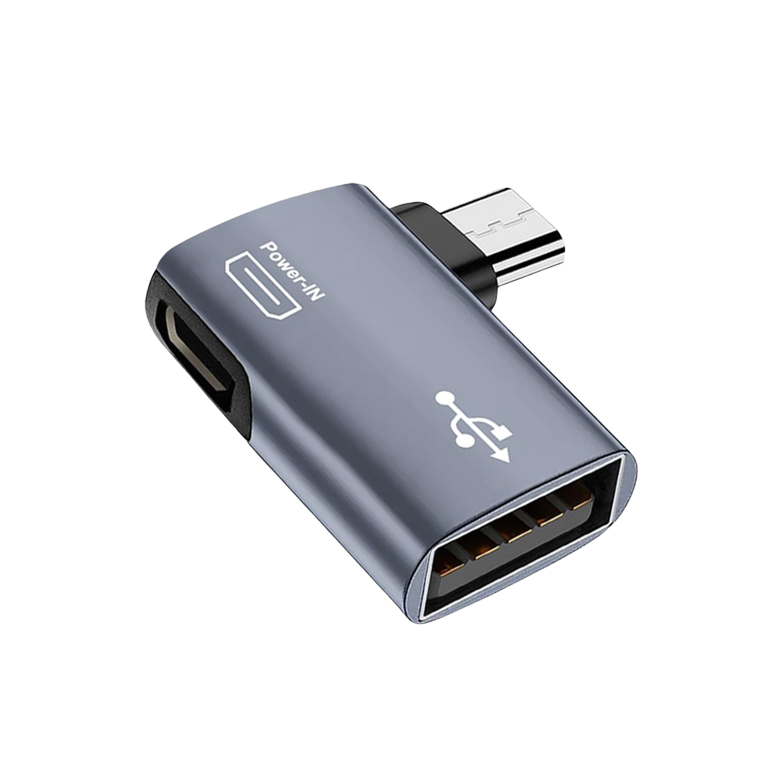 HEMLBOYW 2-in-1 Power-in Micro USB to USB OTG Cable Adapter 90 Degree ...