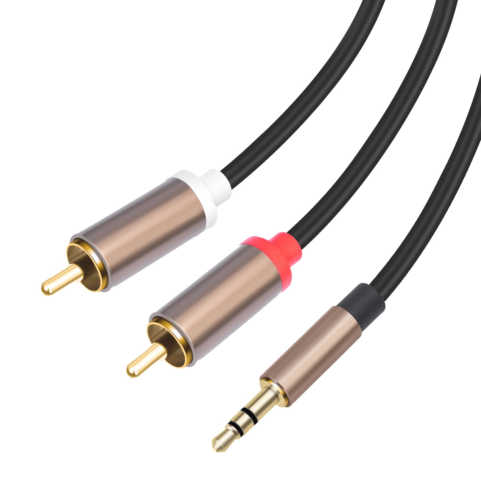 HEMLBOYW 3.5mm Male To Double RCAA Male Cable Y Splitter For Home Theater HiFi Systems With Gold ...