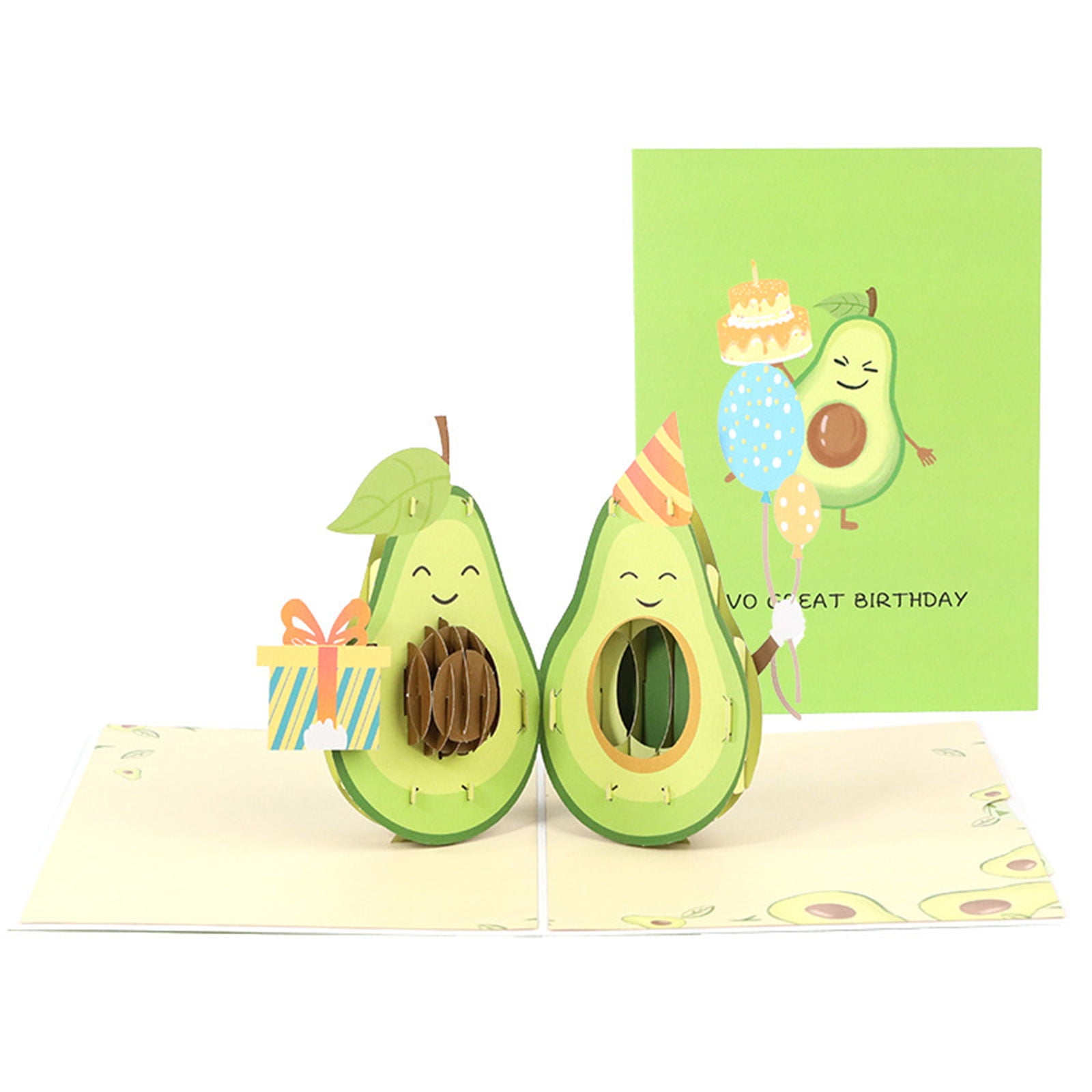 HEMLBOYW 3D up Avocado Birthday Card Foldable Greeting Card Festival ...