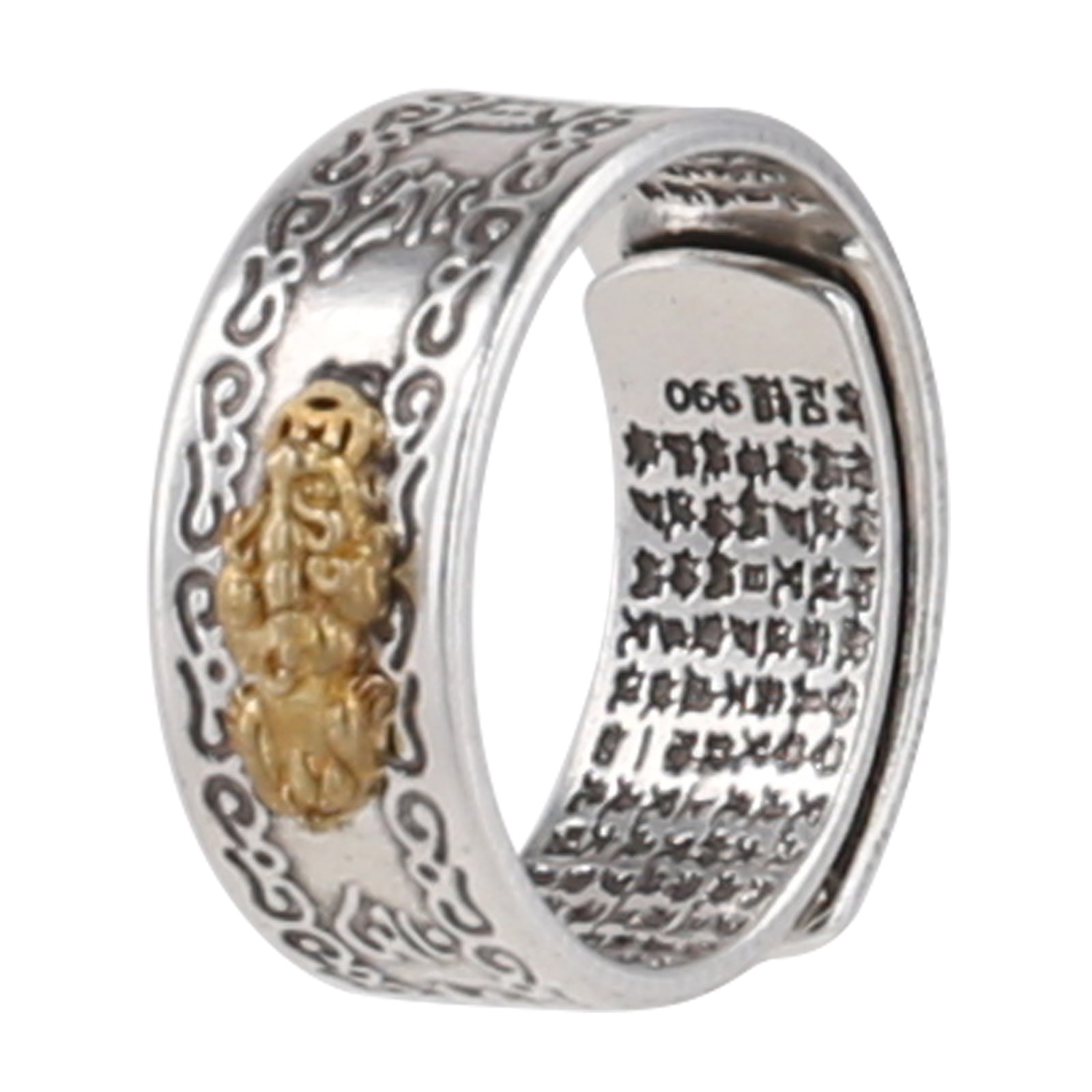 HEMLBOYW Feng Shui Pixiu Mani Mantra for Protection Wealth Ring Ring ...